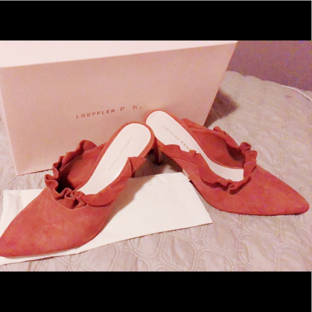 Loeffer Randall High Heel Ruffle Mule - Gem
